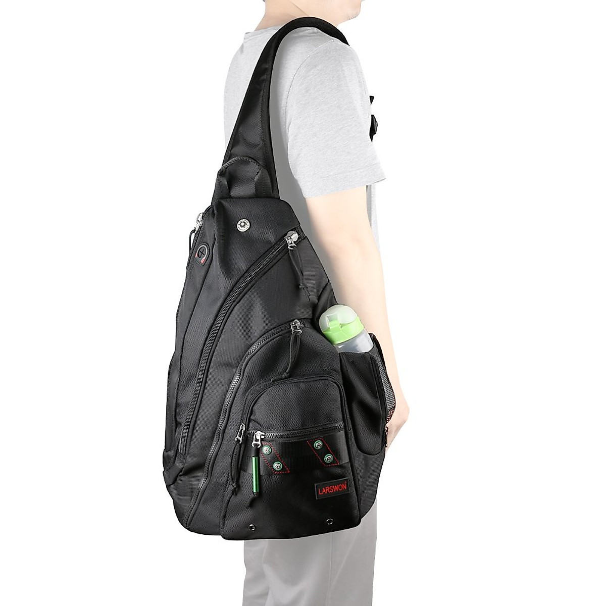 Larswon Sling Backpack, Sling Bag Laptop, Crossbody Bag Men, Shoulder Bags Black