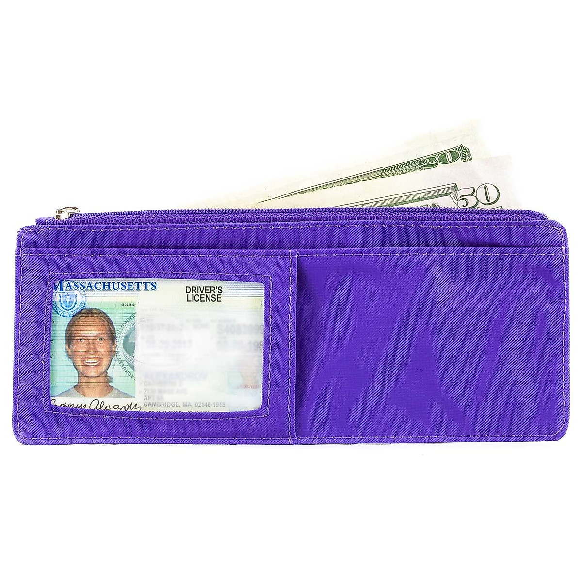 Big Skinny Women's Leather Jaguar Credit Card Slim Wallet, Holds Up to 25 Cards,Lightweight,Slim, Purple