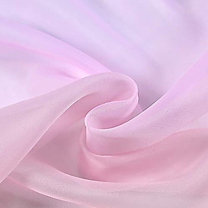 Ombre Sheer Curtains 63 Inch Length Purple Pink Sheer Curtains Two-Tone Gradient and Decorative Rod Pocket Window Curtains Panels for Parlor for Bedroom Girls Room Kids Babies Nursery 52 x 63 Inch