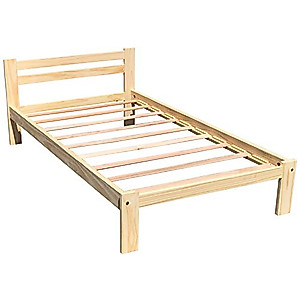 Amazonas Twin-XL Bed Solid Pine Wooden Single Bed Unfinished with Hardwood Slats Support Suitable for Boys Girls Kids Bedroom Wooden Bed Frame Single Bed Ready to Finish
