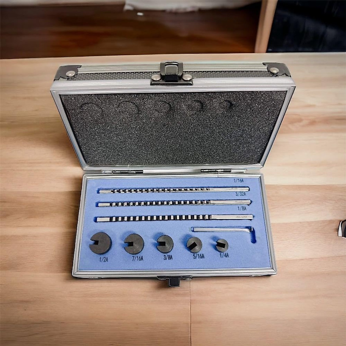 Prolinemax 9 Pieces HSS Keyway Broach Set Standard Cutting Bushings Shim Harden with Case