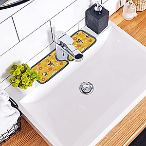 Kitchen Faucet Mats 2 Pieces Cute Dogs Funny Animal Faucet Sink Splash Guard Bathroom Counter and RV,Absorbent Faucet Counter Sink Water Stains Preventer