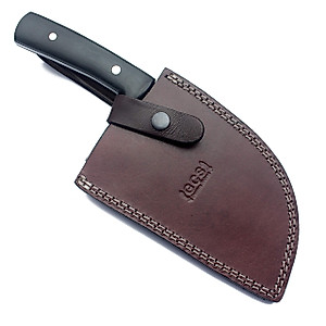 GCS Hand forged Full Tang Knife Meat Cleaver Butcher Knife Vegetable Cleaver Chef Knife High Carbon D2 Tool Steel Sharp Cleaver Knife with Leather Sheath GCS 301