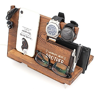 KU-DaYi World’s Best Brother Wooden Desk Docking Station, Brother Gifts For Birthday Christmas Father’s Day Wedding, Brother Gifts From Sister Brother Cousin