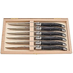 Jean Dubost Laguiole 6 Steak Knives Set, Acrylic Black