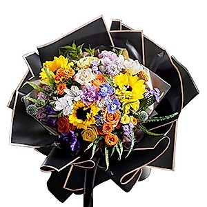 20 Sheets Flower Wrapping Papers Waterproof Gold Edge Wrappers Floral Bouquet Gift Package Paper Florist Packaging Supplies for Mother's Day Birthday Wedding Holiday Decoration