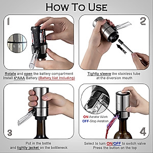 Wine Pourer,VENZELL Electric Wine Aerator Pourer, One-Button Smart Wine Decanter with Wine Opener, Automatic Wine Decanter with Vacuum Wine Stopper,Wine Decanter and Dispenser, Pump Aeration Pourer