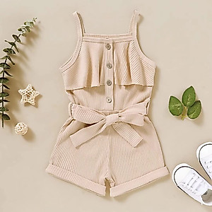 Tepuce 2T Girls Clothes Toddler Baby Strap Sleeveless One Piece Halter Romper Casual Summer Jumpsuit, Apricot Suspender Dress 2-3T/100cm