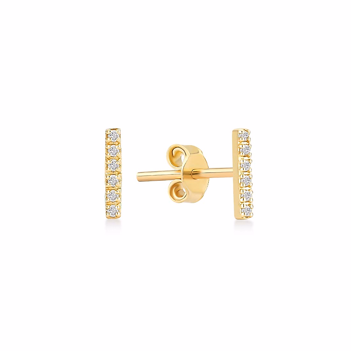 Gelin 1/20 c.t t.w Diamond Bar Stud Earrings in 14K Solid Gold | 14k Gold Pave Diamond Earrings for Women