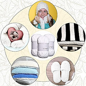 3 Rolls Velvet Yarn White Baby Velvet Yarn Craft Yarn for Knitting Yarn for Crochet Blanket Rug Clothes Knitting Project, 180 Meter and 100 Gram for Each (White)