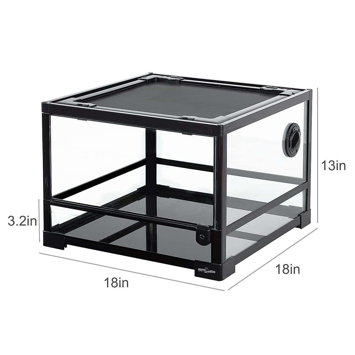 REPTIZOO 18 Gallon Glass Reptile Terrarium 18"x18"x12" Knock Down Reptile Tank with Front Opening Door,Reptile Enclosure for Leopard Gecko, Lizard, Tarantulas, Arboreal Frog