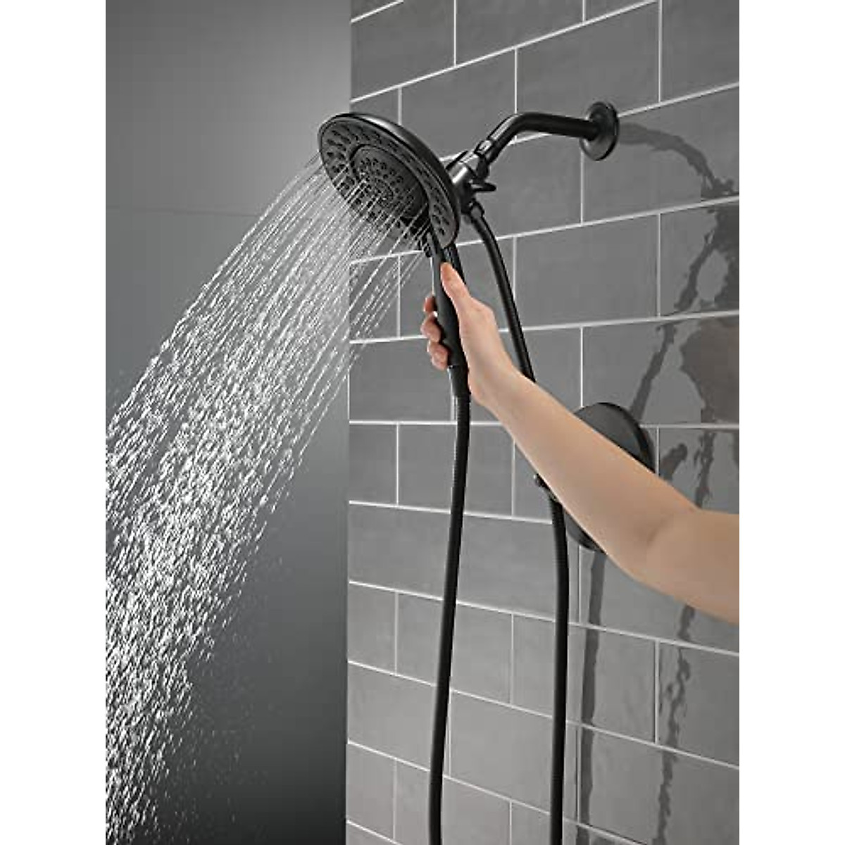 Delta Faucet Saylor 17 Series Black Shower Valve Trim Kit withIn2ition 2-in-1 Shower Head with Handheld Spray, Shower Faucet Set, Shower Head and Handle, Matte Black T17235-BL-I (Valve Not Included)