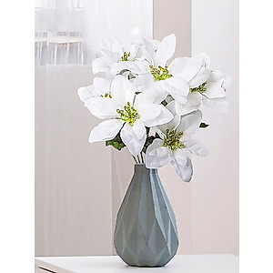 Firlar 4 Pcs Artificial Poinsettia Bouquet, 7 Stems Each, Red Artificial Poinsettia Bushes Fake Poinsettias Flowers, Christmas Decoration Bouquet Silk Poinsettia for Christmas Tree Home Garden Decor