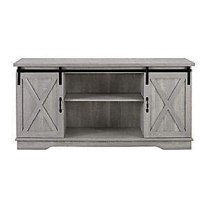 Home Accent Furnishings Tucker 58 Inch Sliding Barn Door TV Console in Stone Grey