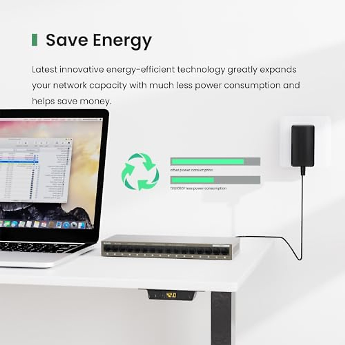 Tenda TEG1016M, 16 Port Gigabit Switch, Unmanaged Ethernet Switch with Traffic Optimization, Plug & Play, Fanless & Metal Design Network Switch, Limited Lifetime Protection