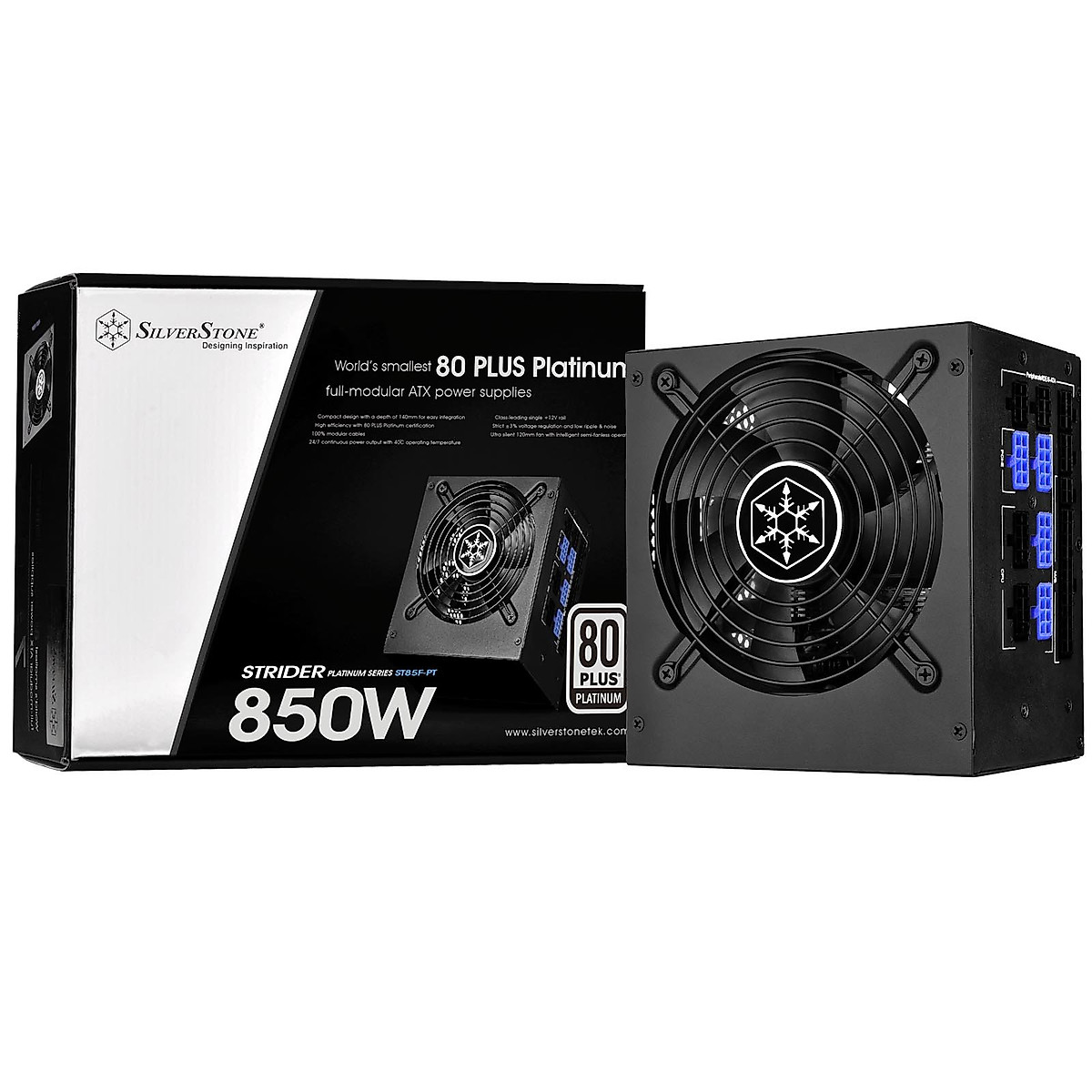SilverStone Technology ST85F-PT Strider 850 Watt 80 Plus Platinum Modular PSU 850 Power Supply PS-ST85F-PT-x
