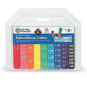 Learning Resources Fraction Tower Equivalency Cubes - 51 Pieces, Ages 6+ Math Learning Toys for Kids, Math Classroom and Homeschool Accessories, Fractions Learning for Kids,Back to School Supplies