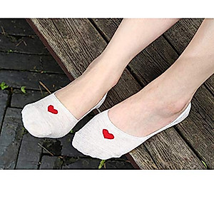 PACKO SOCKS Girls No Show Socks Kids Socks Low Cut Non-Slip kids no show socks for 6-12 Years Heart (10 Pairs)