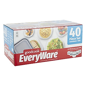 GoodCook EveryWare 40-Piece Food Storage Container Set, BPA-Free Plastic, Click and Fresh Lids, Assorted Sizes with Integrated Measurements, Durable and Secure Food Containers for Leftovers
