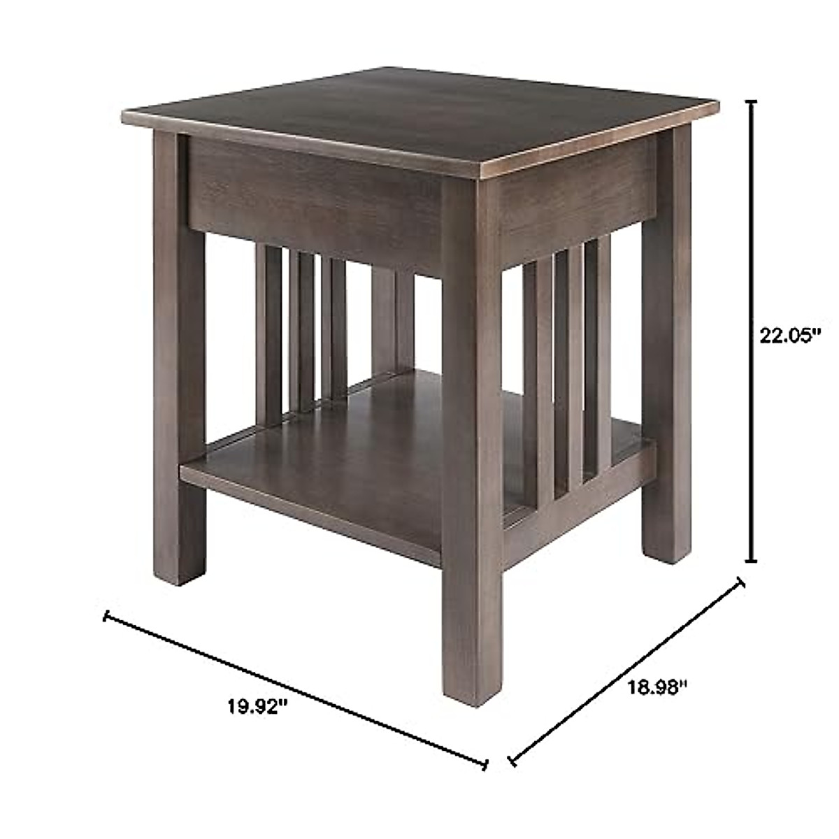 Winsome Stafford Occasional Table, Oyster Gray 19.92 x 18.98 x 22.05