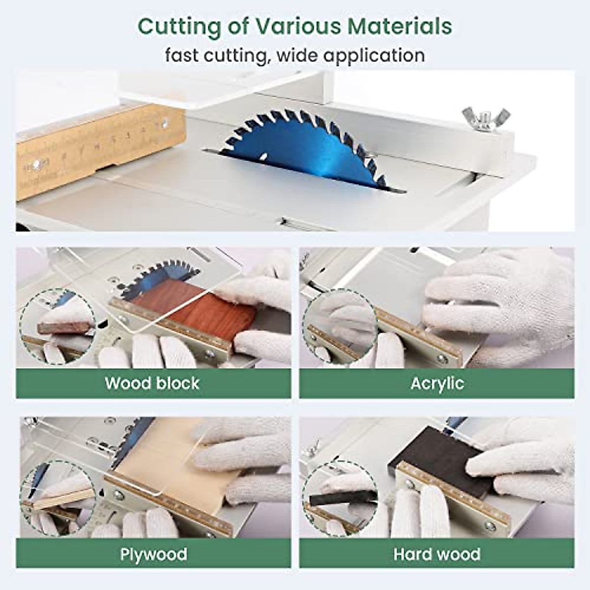 Huanyu Mini Table Saw Upgraded 300W 9000RPM Precision Multifunctional Table Saws Woodworking Lathe Polishing Bench Handmade Adjustable Blade Model Electric Portable Cutting Saw For DIY Crafts (Group1)