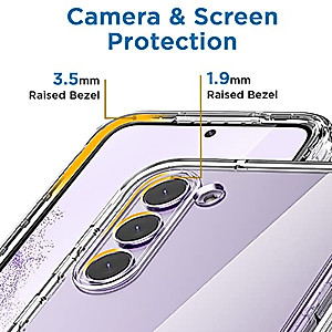 AICase Galaxy S23 Plus Clear Rugged Case with Tempered Glass Screen Protector and Soft Silicone Shockproof Bumper - 6.6