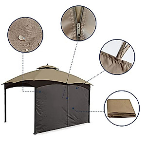 Gazebo Universal Replacement Privacy Curtains - Gafrem 10' x 12' Canopy Side Wall Privacy Panel with Zipper, 1 Panel Sidewall ONLY (Brown)