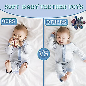 Baby Sensory Teething Teether Toys - Soft Food Silicone Teething Toys for Babies 0-6 6-12 Months, Baby Rattle Montessori Chew Infant Toys, Christmas Birthday Baby Shower Gifts for 0-36 Months Baby