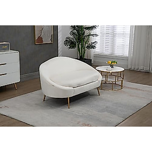 ZOBIDO Velvet Couch Modern Loveseat Sofa Twin Size Contemporary Sofas Upholstered Couch with Contemporary Velvet Upholstered Sofa Couch for Living Room and Bedroom(White)