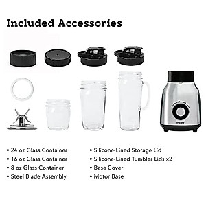 Tribest PBG-5050-A Portable Blender for Shakes and Smoothies with Glass Blender Cups, Chrome