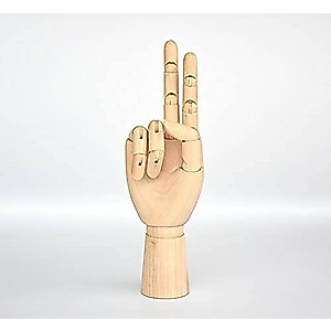Wood Artist Drawing Manikin Articulated Mannequin with Wooden Flexible Fingers 10" Right Hand (10 inches-Right Hand)