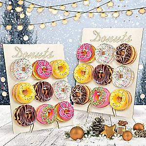 ULENDIS 2 Pack Donut Wall Display Stand Wooden, Reusable Donut Holder Board Fits 18 Doughnuts, Doughnut Food Buffet Display for Wedding Baby Showers Birthday Gathering Party Decorations and More