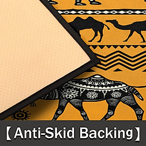 Ethnic Animals Camels Half Round Doormat Water Absorption Half Circle Rug Non-Slip Semi Circle Area Rugs Durable Washable Indoor Entrance Doormat for Bathroom Bedroom Kitchen Home Decor 36x24in