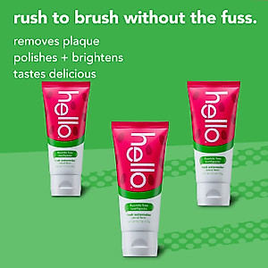 Hello Natural Watermelon Flavor Baby & Kids Fluoride Free Toothpaste, Vegan, SLS Free, Gluten Free, Safe to Swallow for Baby and Toddlers, 4.2 Ounce (Pack of 3)
