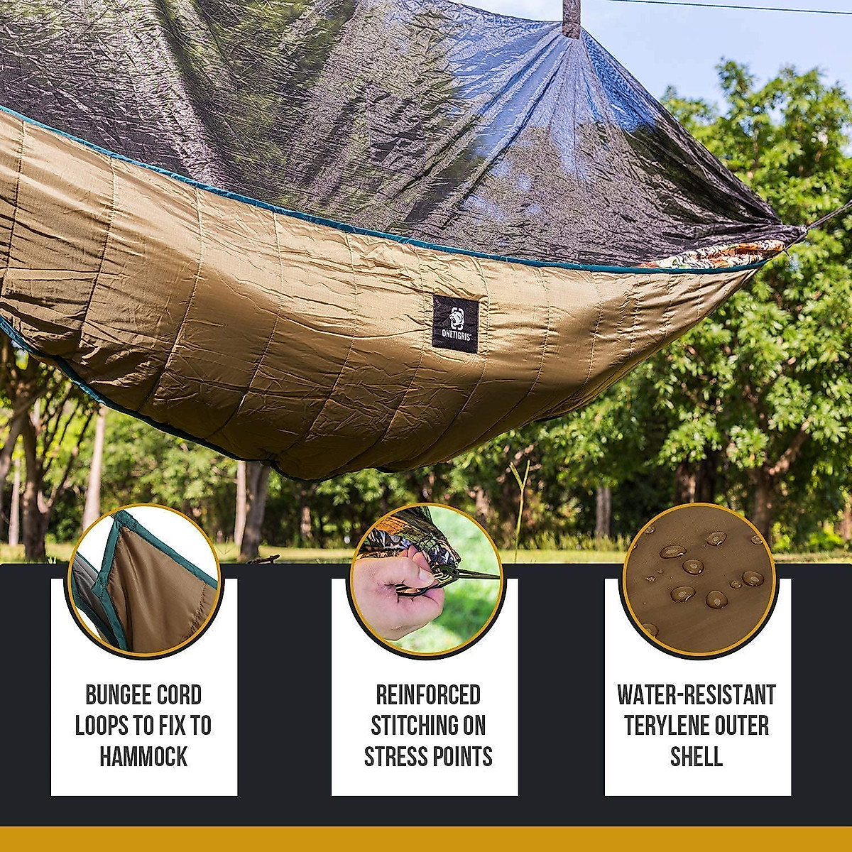 OneTigris Hideout Hammock Underquilt + Bulwark All Season Camping Tarp