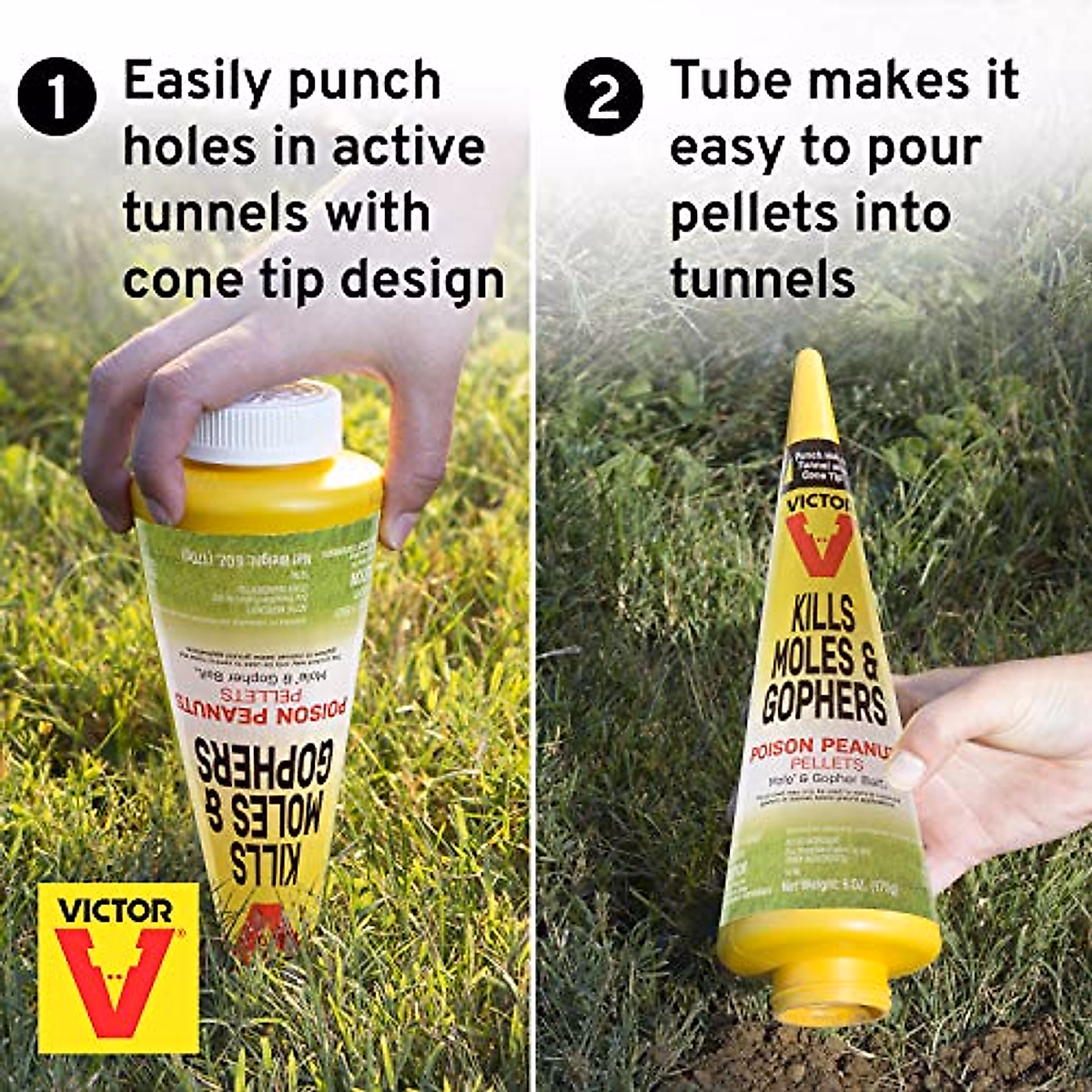 Victor M6006 Outdoor Mole & Gopher Poison Peanuts - Mole and Gopher Bait Killer - 4 Pack