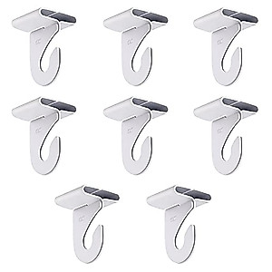 Gansita 8 Pair Drop Ceiling Hooks for Hanging,White Heavy Duty Ceiling Hooks,Metal T-Bar Hooks,Suspended Ceiling Tile Hook Ceiling Clips for Home Classroom Grid Office & Decorations