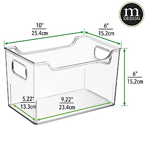 mDesign Deep Plastic Storage Organizer Storage Bin, Game and Comic Organization for Cabinet, Playroom, Shelves, or Closet - Holds Video Games, Tablets, DVDs, or Controllers, Ligne Collection - Clear