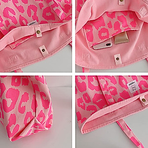 Leopard Shoulder Bag Canvas Beach Bag Fashion Casual Pink Leopard Print tote Bag for Women (Shoulder bag)