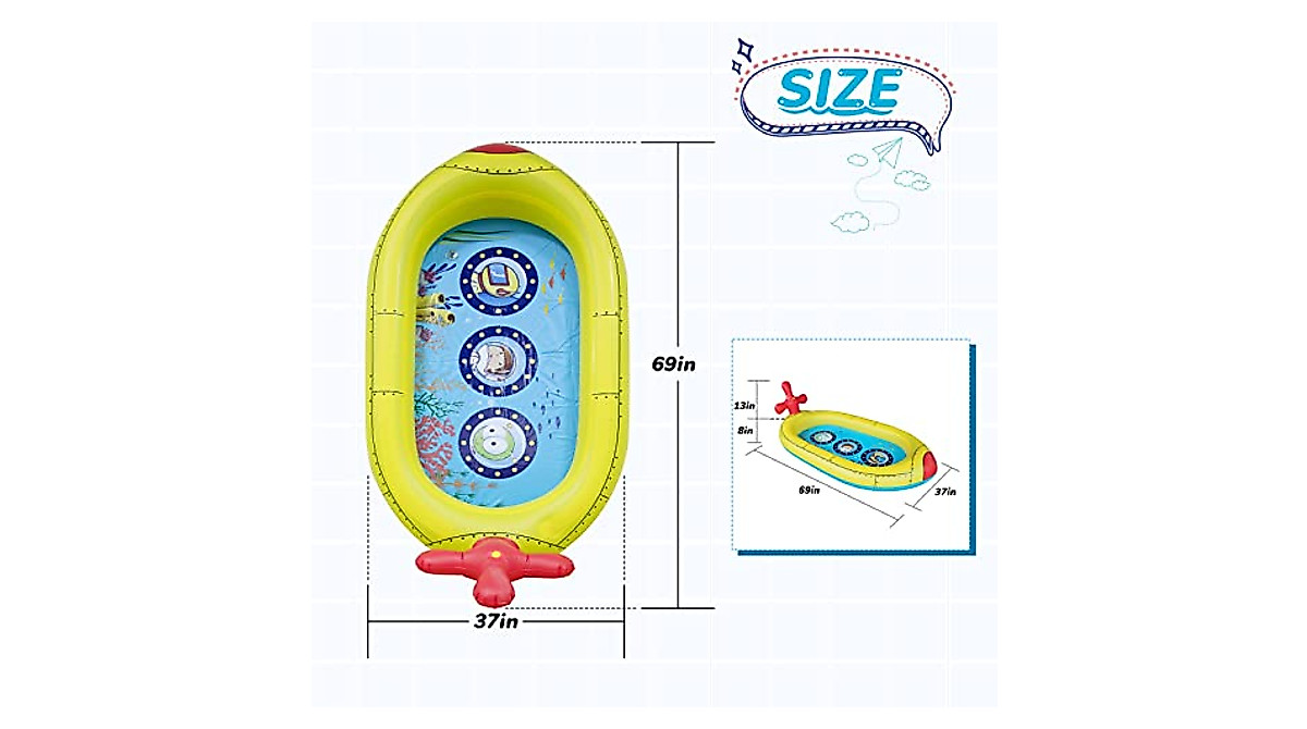 Josen Splash Sprinkler Pool for Kids - Outdoor & Indoor Water Fun