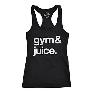 Womens Tank Gym and Juice Tanktop Funny Sarcastic Fitness Workout Alcohol Rap Lyric Shirt Funny Racerback Tank Fitness Tank Top for Women Cool Drinking Black M