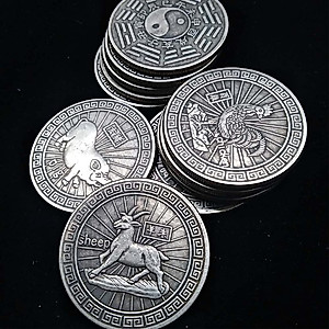 Kocreat Constellation Star Sign Chinese Zodiac Sign Lucky Coin Morgan Coin Freedom Hobo Coin Souvenir Coin Challenge Coin Antique Coins Replica Collection Rat