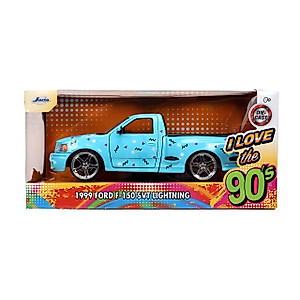Jada Toys I Love The 90’s 1:24 1999 Ford F150 SVT Lightning Die-cast Car, Toys for Kids and Adults, Sky Blue (26136)