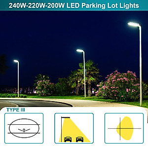 HiBay MAX. 240W LED Parking Lot Lighting with Dusk to Dawn Photocell, 38400LM (160LM/W), 5000K Street Flood Light, Outdoor Shoebox Lights with Adjustable Arm Mount for Roadway, ETL Listed