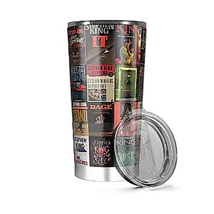 Insulated Tumbler Stainless Steel 20oz 30 Oz Stephen Tea King Iced Book Hot Cover Wine Collage Coffee Cold Cup Mug Suit For Home Office Travel, White