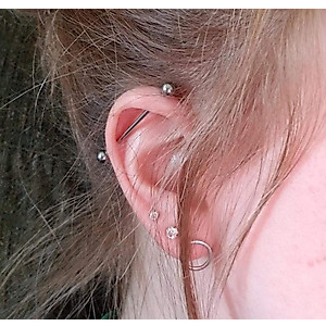 FIFTH CUE 316L Surgical Implant Grade Basic Steel Industrial Barbell (14G - 2" (51mm) - 5mm Balls)