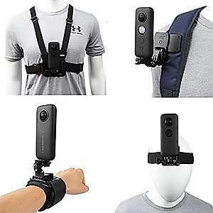 Accessories Kit for Insta360 One X3/X2/X, One R, X and GoPro Hero 9,New Quick Release Head Strap Mount + Chest Mount Harness + Backpack Clip Holder + 360°Rotating Wrist Strap