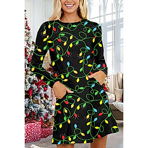 Christmas Light Dress for Women Ugly Holiday Party Winter Dresses M