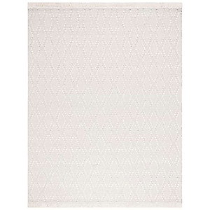 Safavieh Marbella Collection 8' x 10' Ivory MRB202A Handmade Boho Trellis Fringe Wool Living Room Dining Bedroom Area Rug