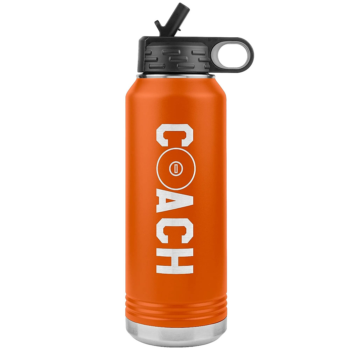 JFWcreations Wrestling Coach Water Bottle - 32oz Insulated Engraved Stainless Steel Flip Top with Straw Wrestling Coach Gift Orange